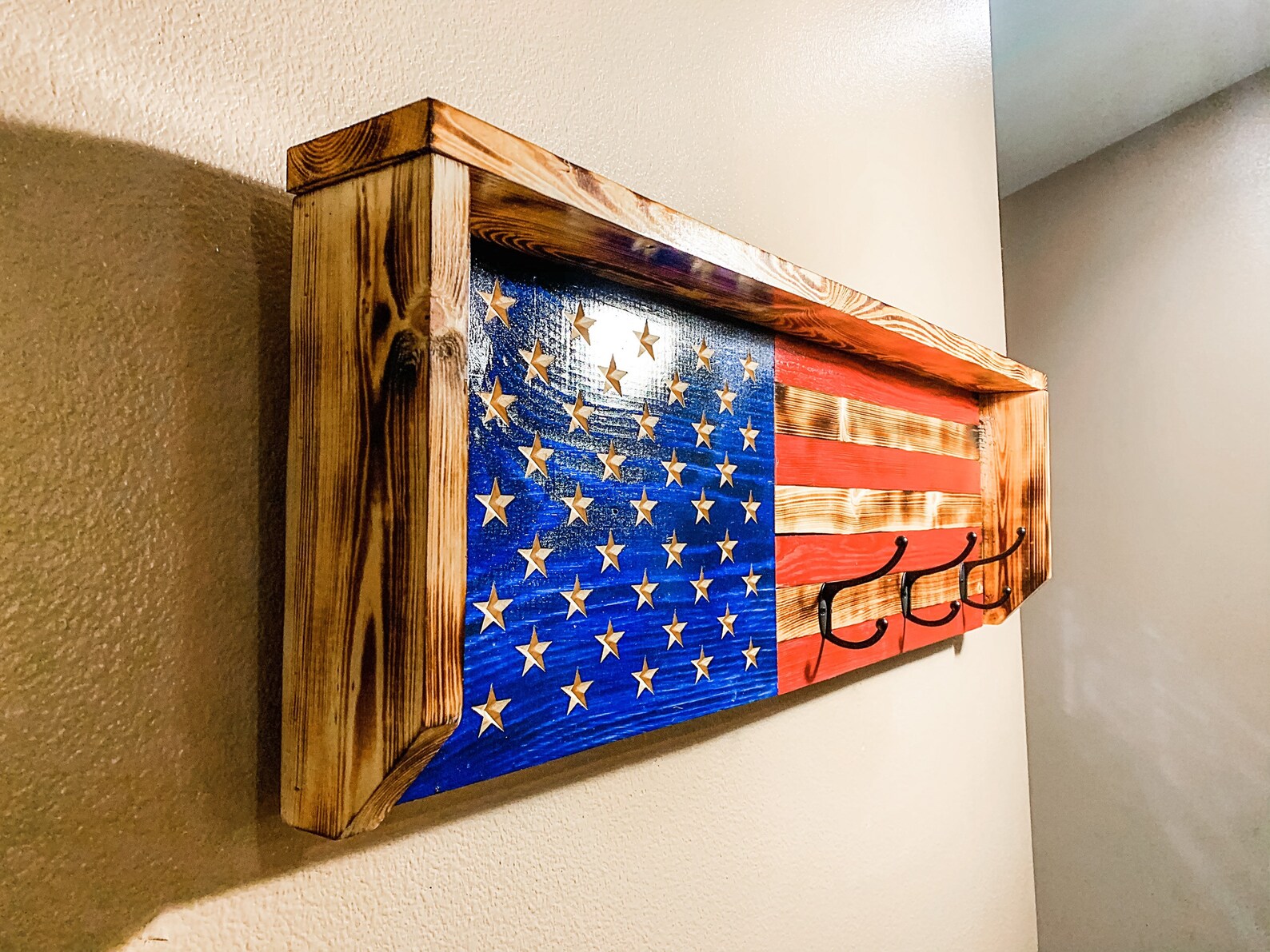 American Flag Coat Rack, Wood American Flag, Patriotic Coat Rack - Etsy