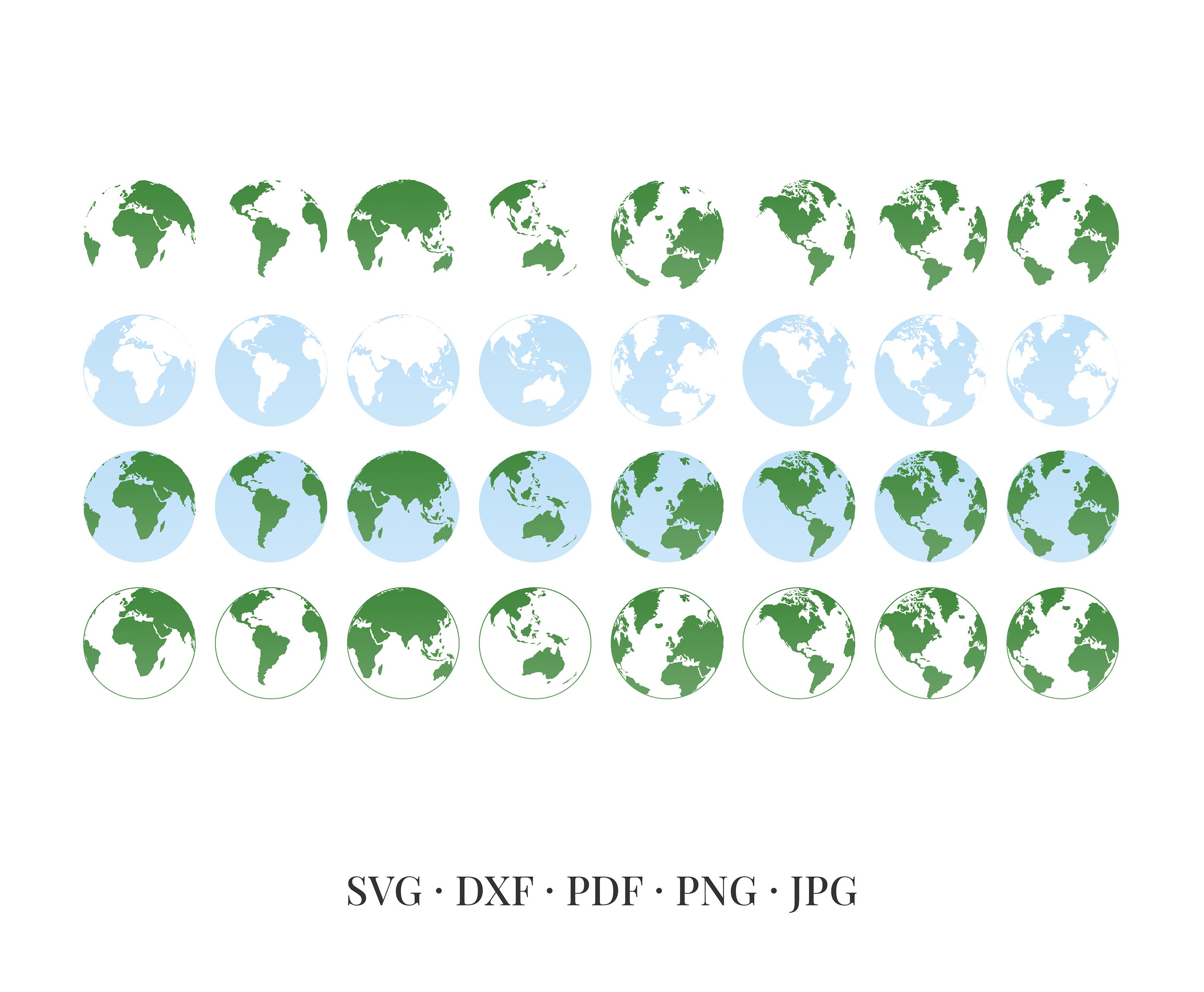 Earth Icons - World, Globe, Planet - Svg, Dxf, Pdf, Png, Jpg - Clipart ...