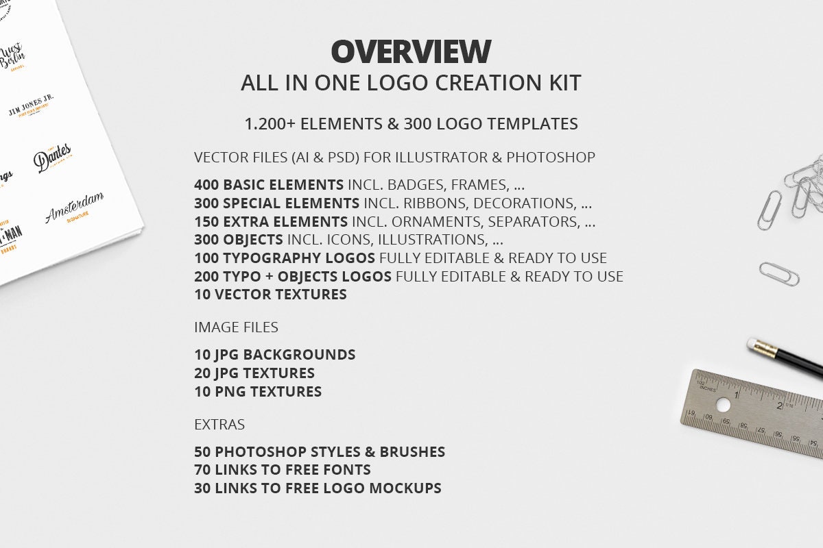Logo Design Kit - All in One Logo Creation Kit for Illustrator ...