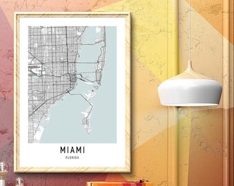 Miami Map Print - Etsy