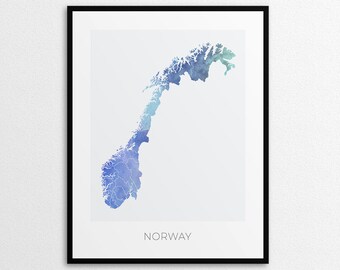Norway map | Etsy
