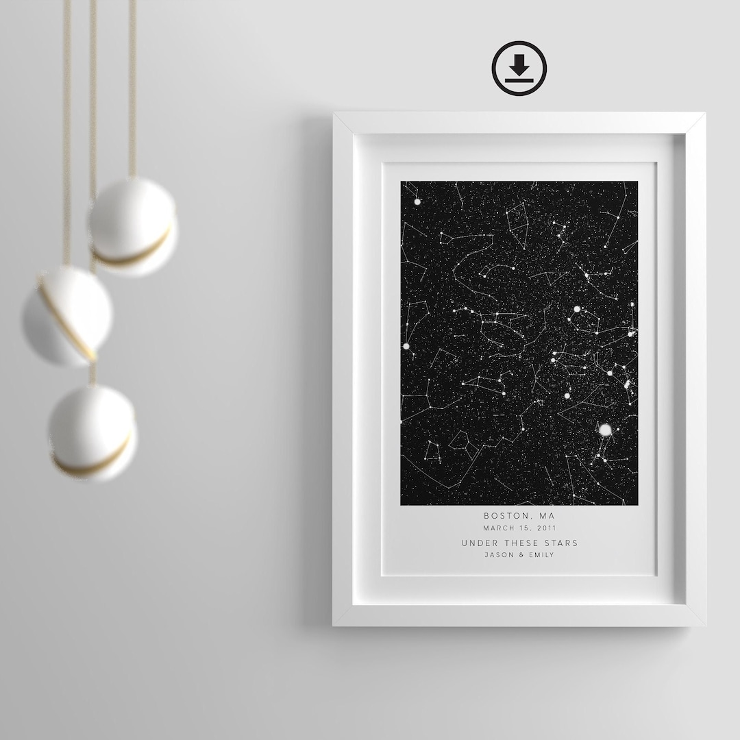 DIGITAL Anniversary Gifts,star Birthday Gift,night Sky Print,bride ...