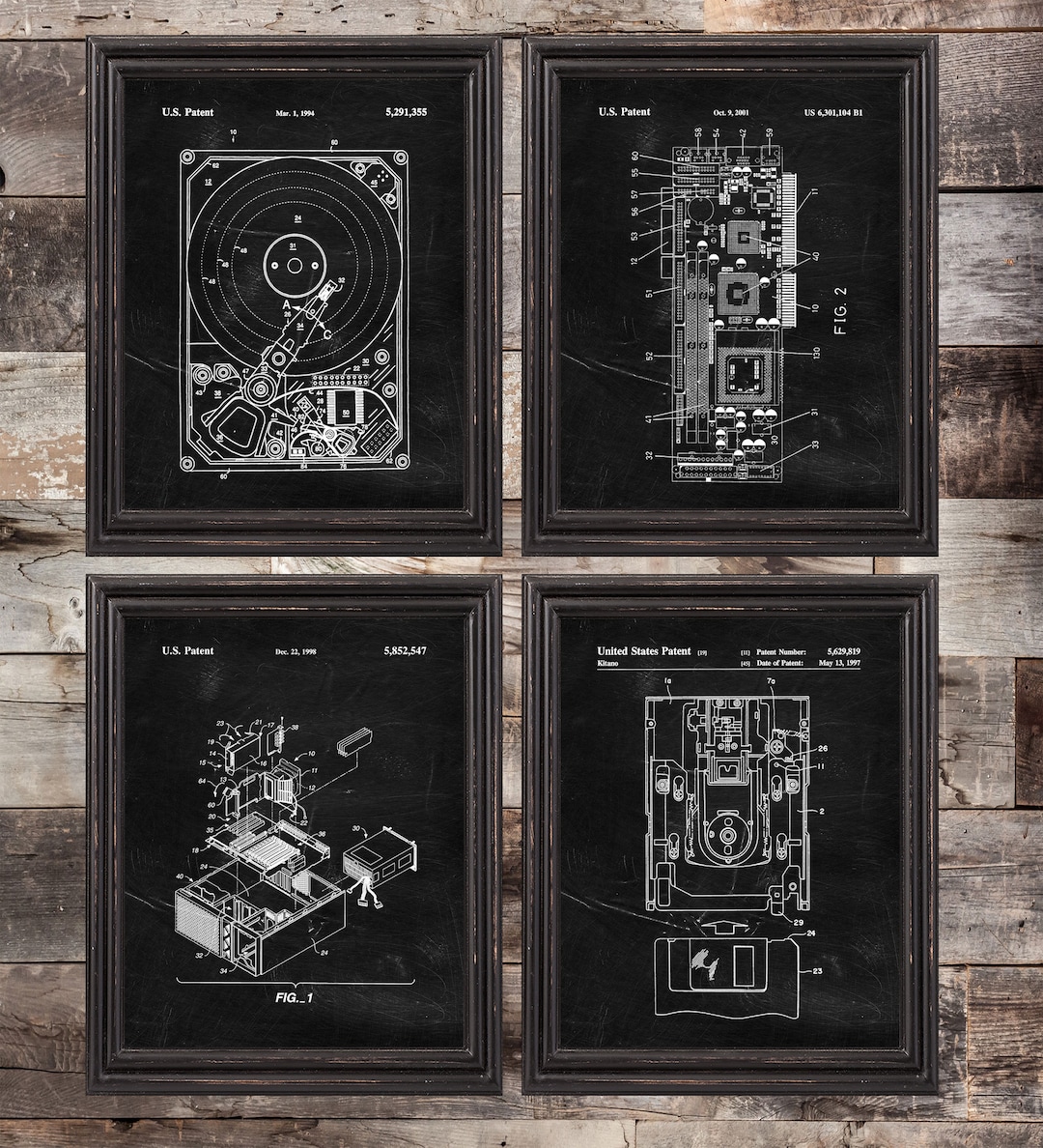 DIGITAL Computer Patent Print Set of 4,computer Wall Poster,vintage ...