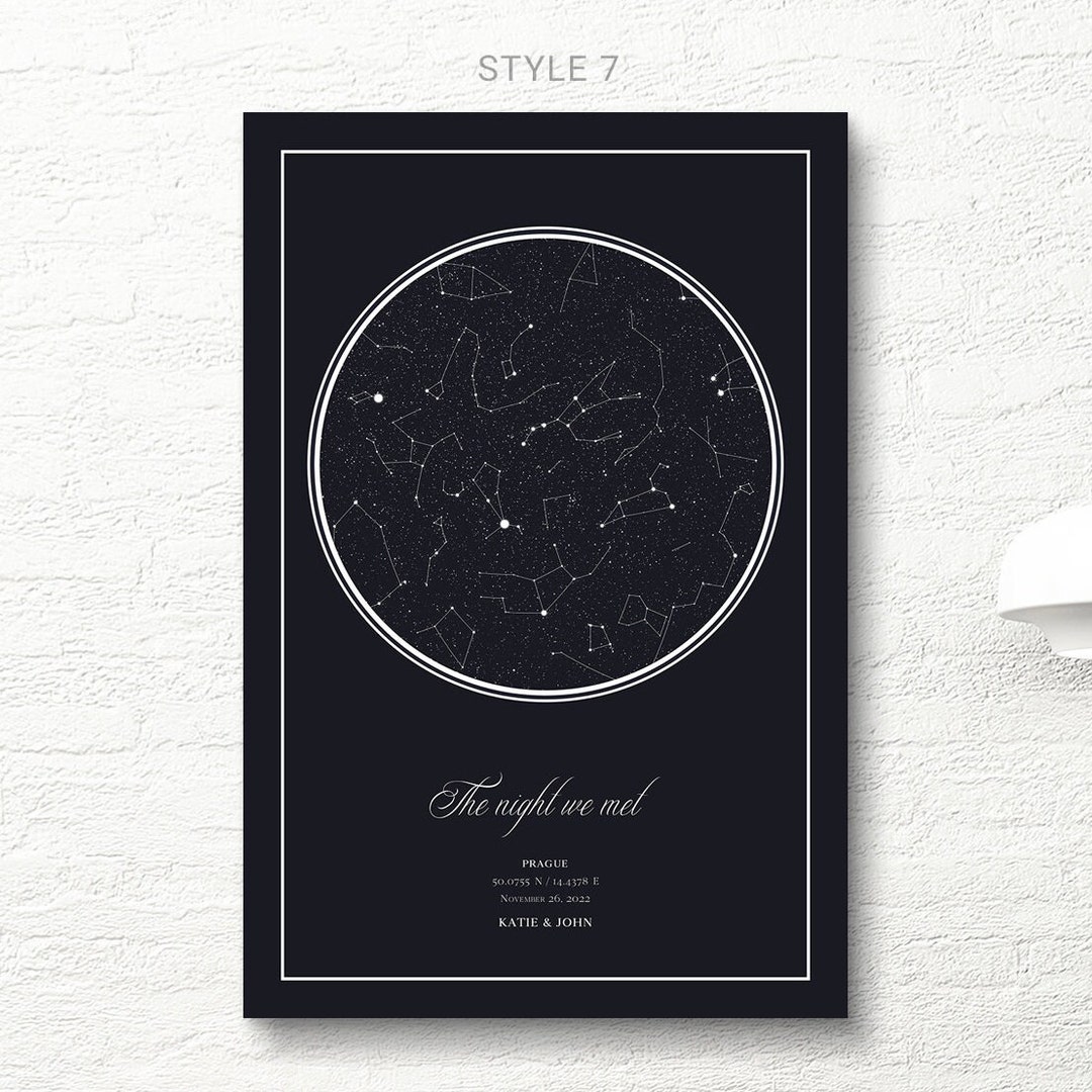 Personalized Star Map Printcustom Map Printnight Sky - Etsy