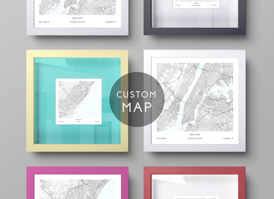 DIGITAL Custom Map Print,square Map Poster,city Map,map Prints,prints ...