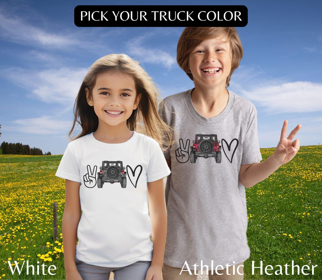 PERSONALIZED Off-roading 4x4 Youth T-shirt, YOU PICK Truck Color, Unique Custom 4 Wheeling Mud ...
