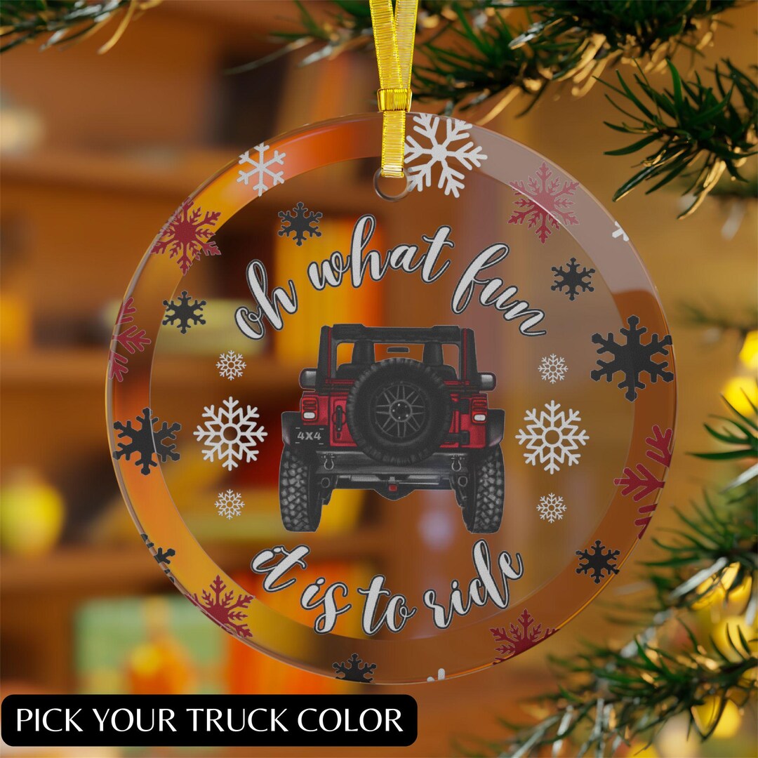 CUSTOM Offroad 4x4 Truck Glass Ornament Christmas Gift Daily Driver "oh ...