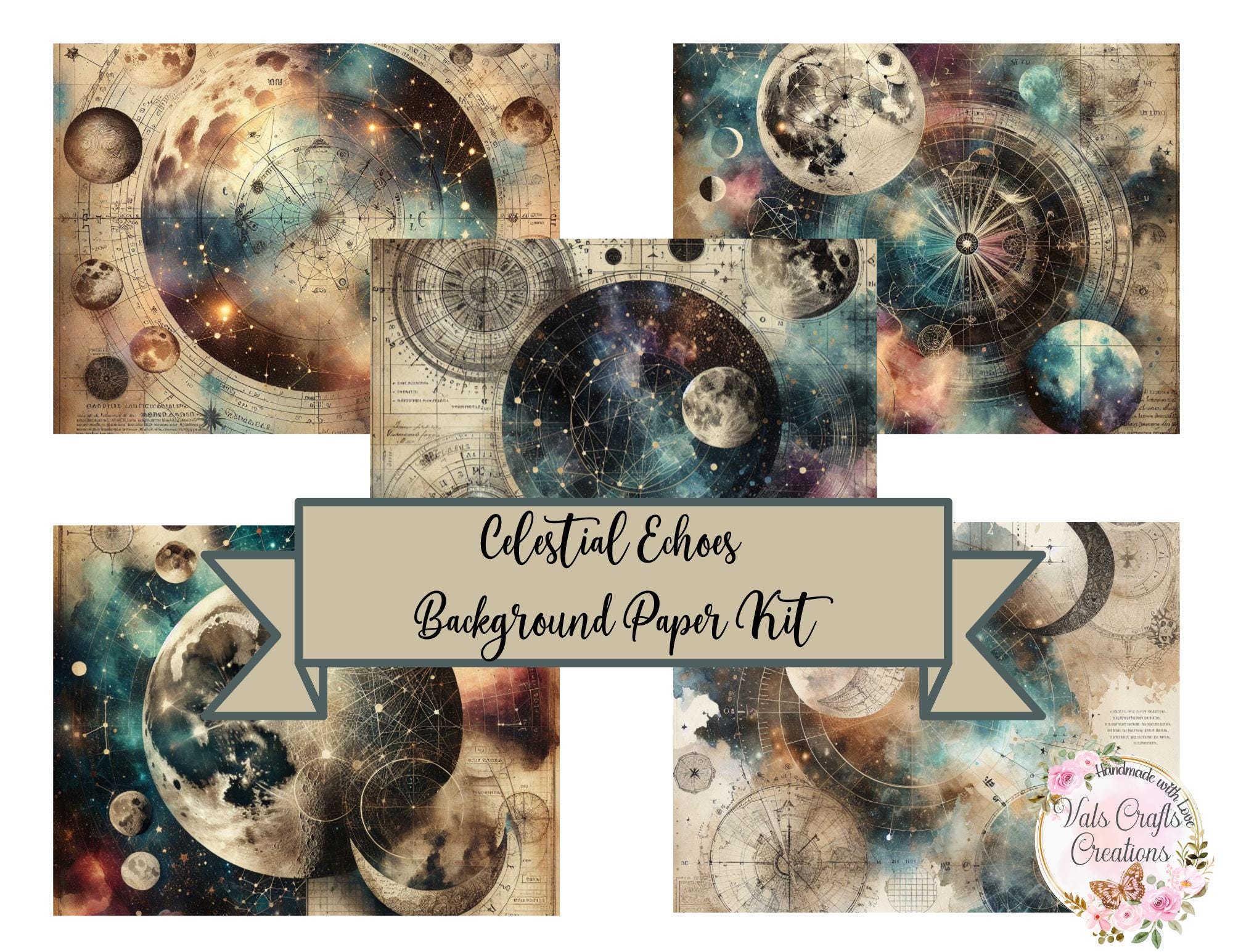 Celestial Echoes Background Paper Kit - Etsy