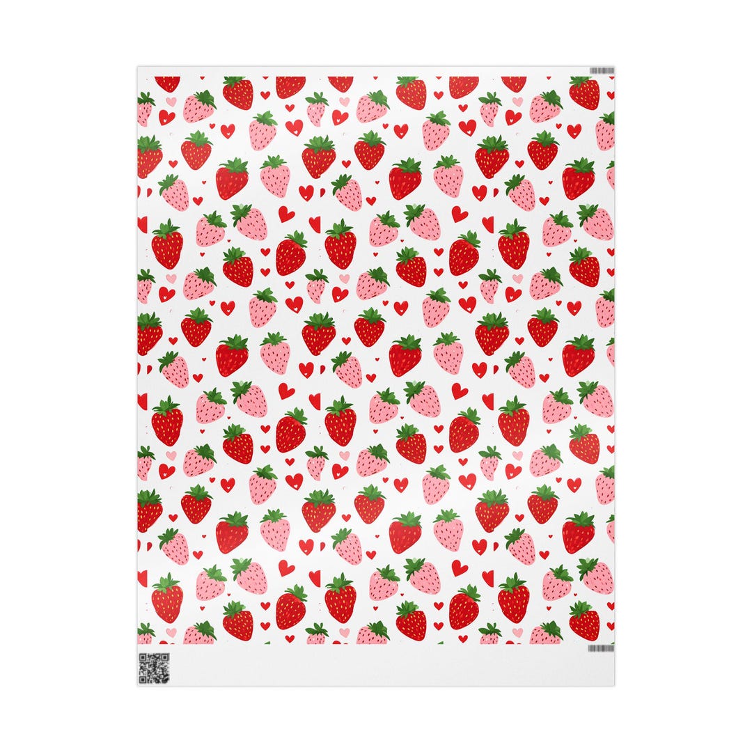 Strawberries & Hearts Wrapping Paper High-definition Print in 3 Sizes ...