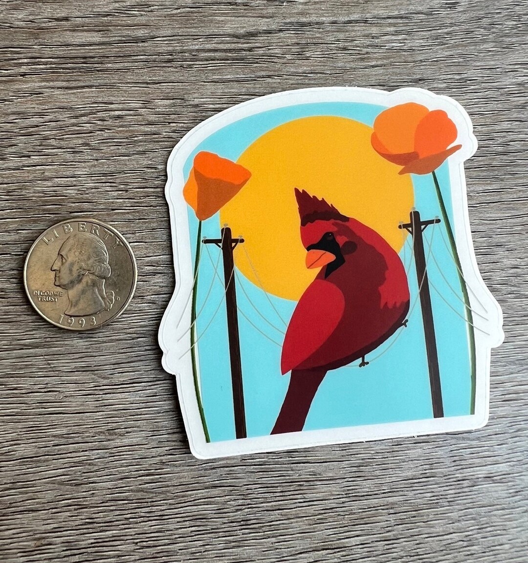 Cardinal Sticker - Clear Edges - Etsy