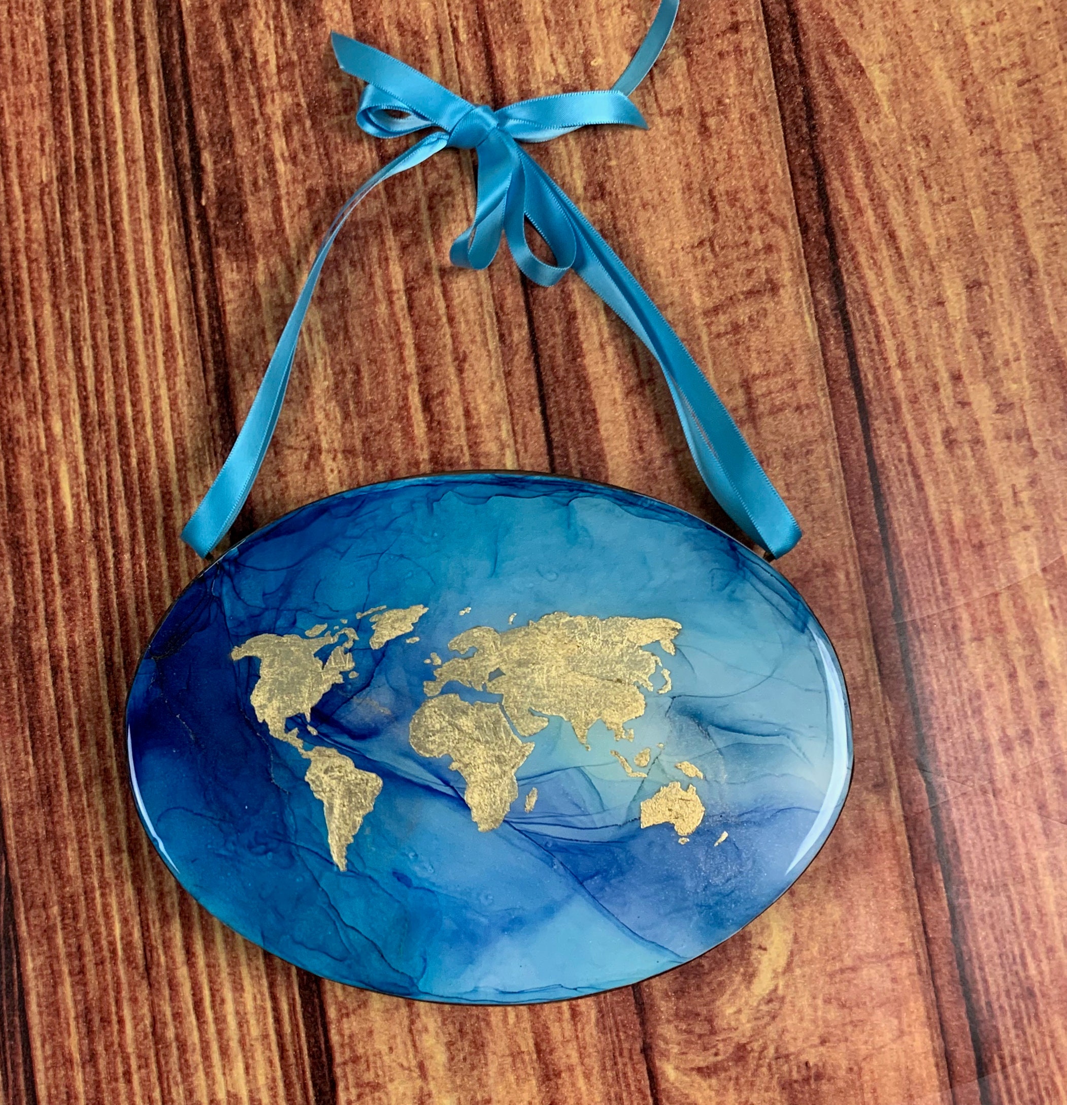 Blue and Gold World Map | Unique Gold Painting | Home Decor | Office ...