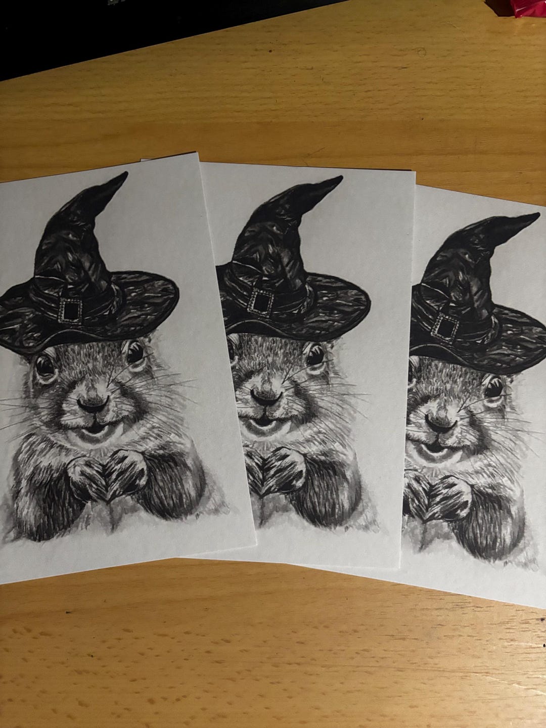Squirrel in Witch Hat Art Print: Graphite Pencil Drawing - Etsy