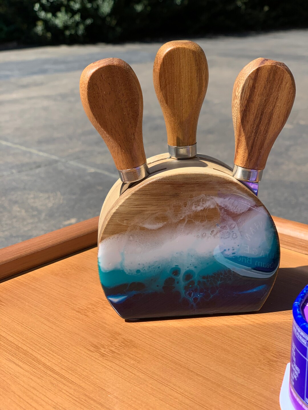 Cheese Knives Ocean Waves Cheese Knife and Block Set Charcuterie Board ...