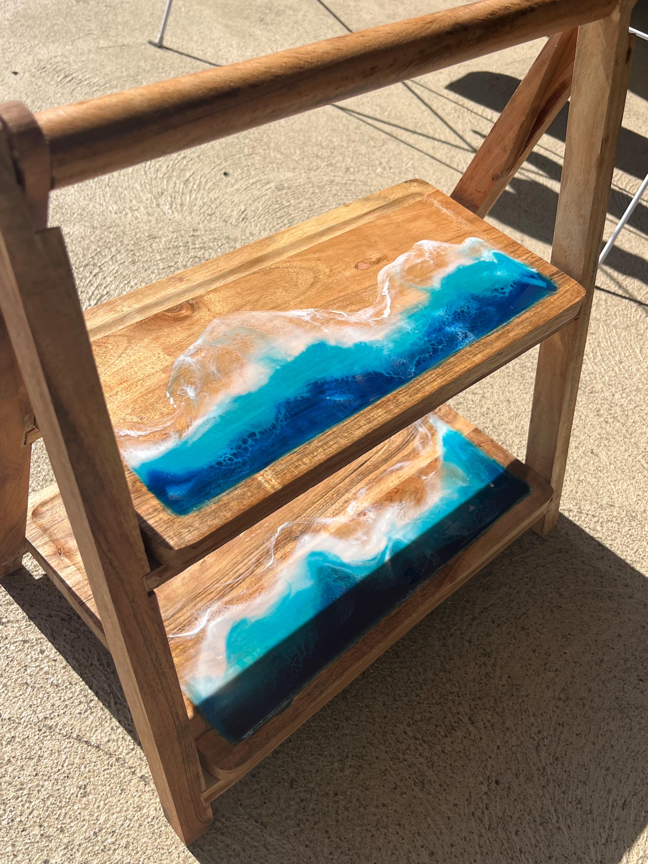 2 Tier Serve Board | Ocean Resin Waves | Serving Board | Home Decor ...