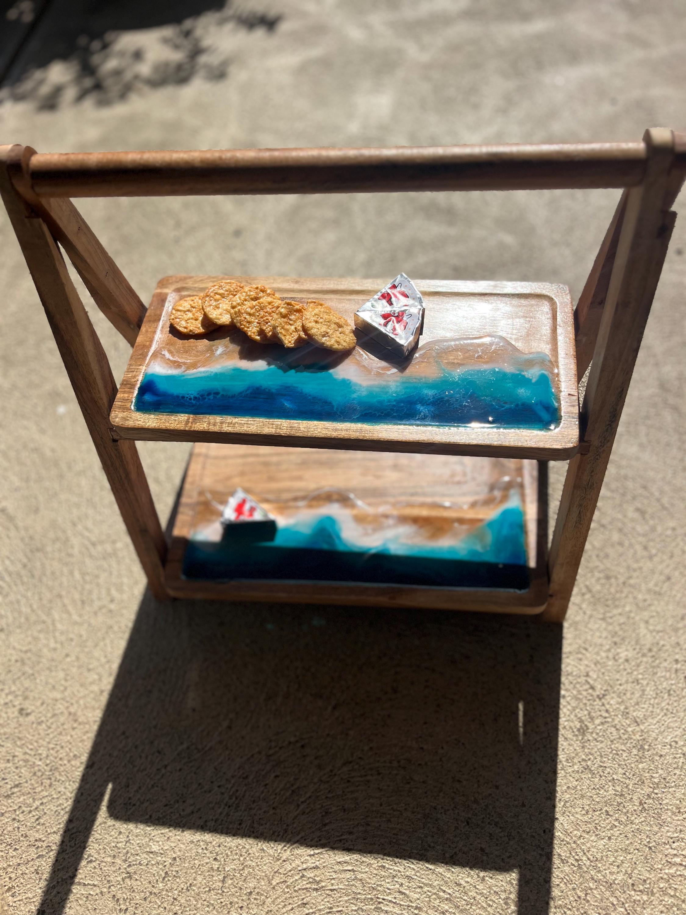 2 Tier Serve Board | Ocean Resin Waves | Serving Board | Home Decor ...