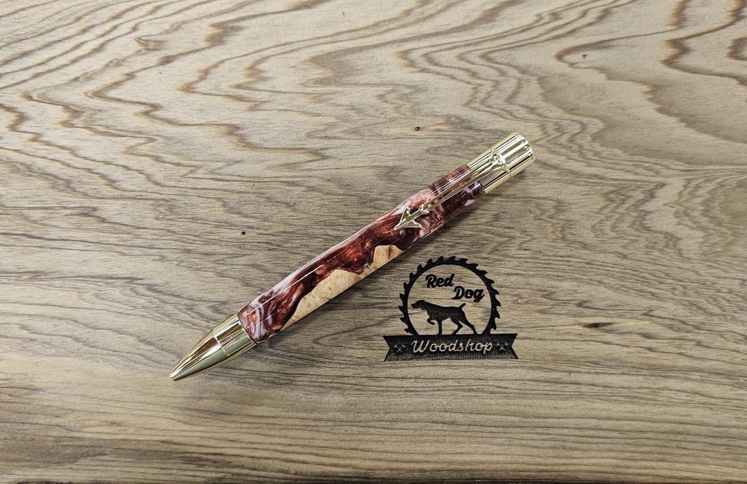 Beautiful Jet Airliner Pen, Hand-turned Burled Wood in Red and White ...
