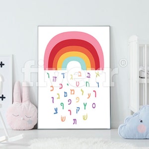 Printable Color Alphabet Hebrew Letter Art ~ Hebrew Letters Home Decor ...
