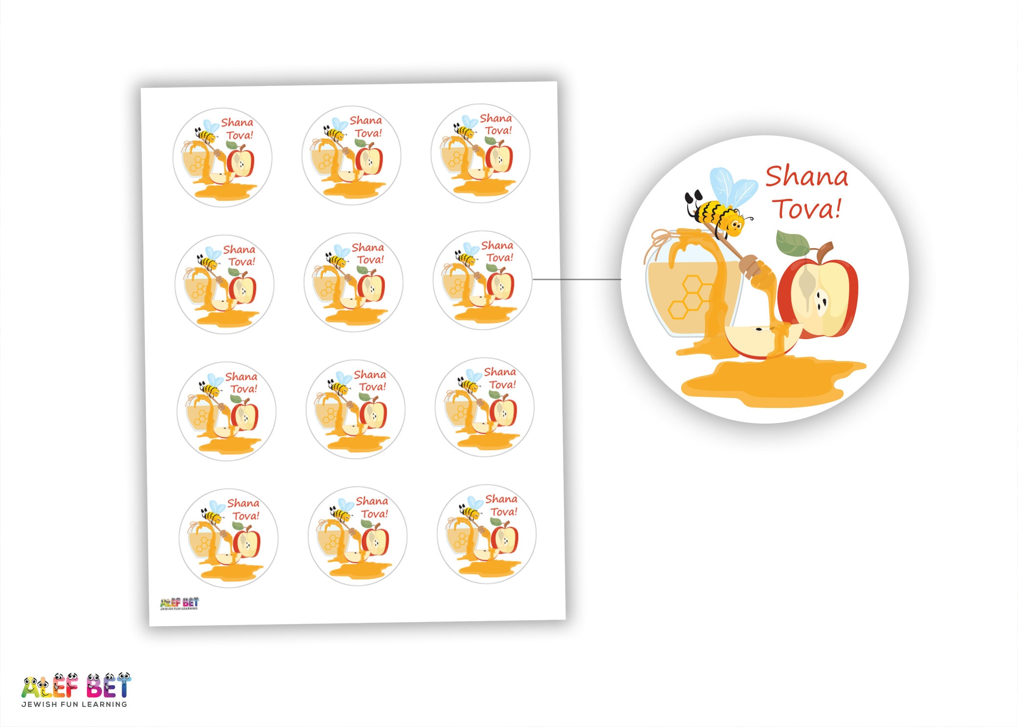 Shana Tova Printable Stickers ~rosh Hashana ~jewish Holidays~~jewish ...