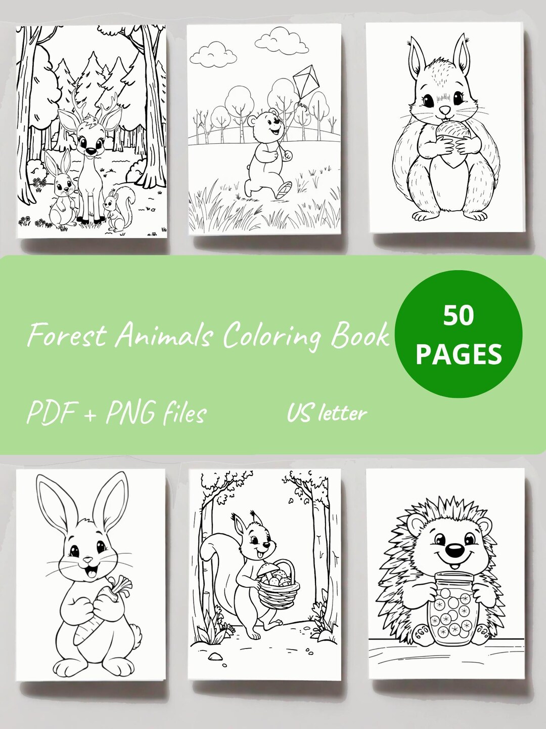 50 Pages | Forest Animals Coloring Bbook - Etsy