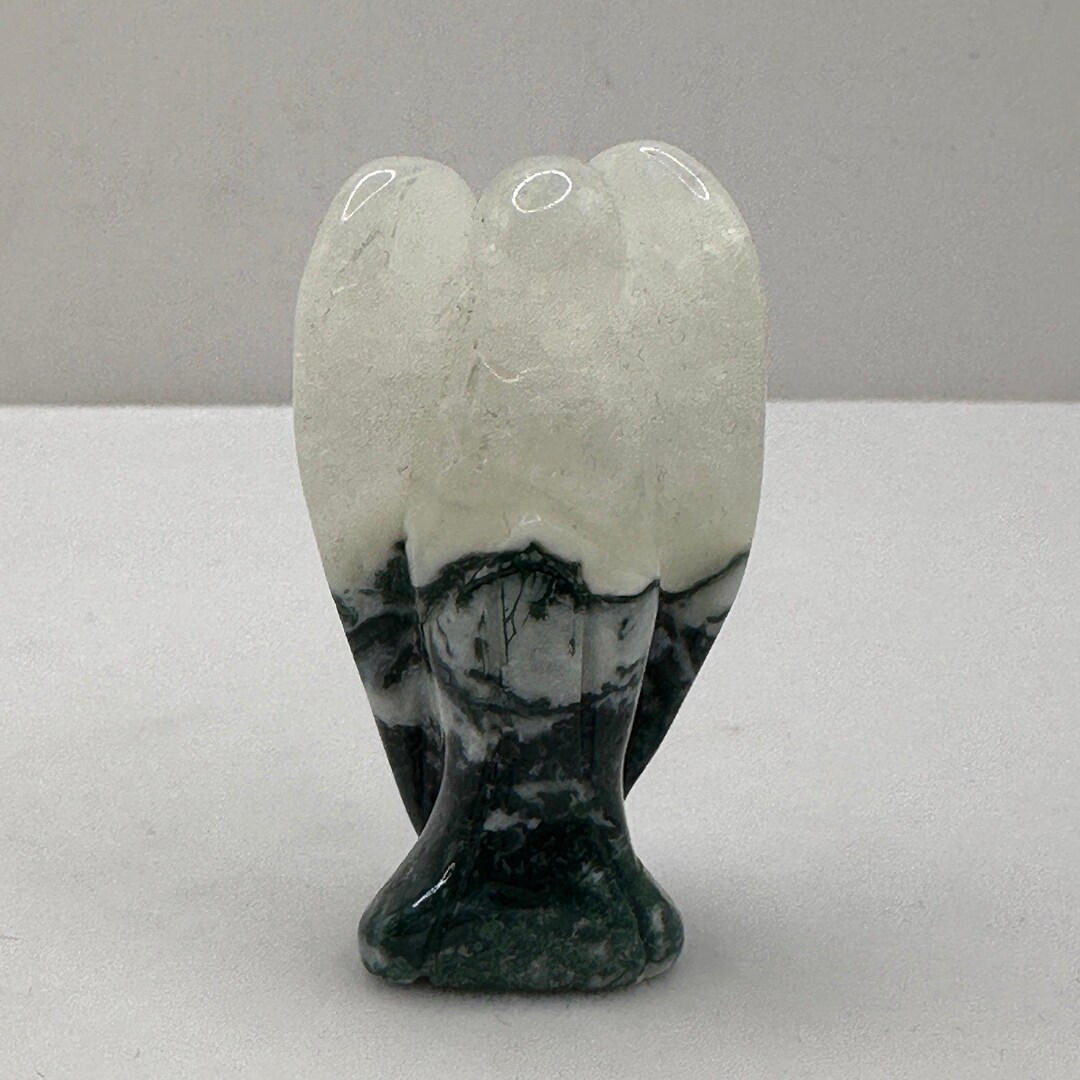 White Moss Agate Angel, Pocket Stone, Protection Stone, Guardian Angel ...