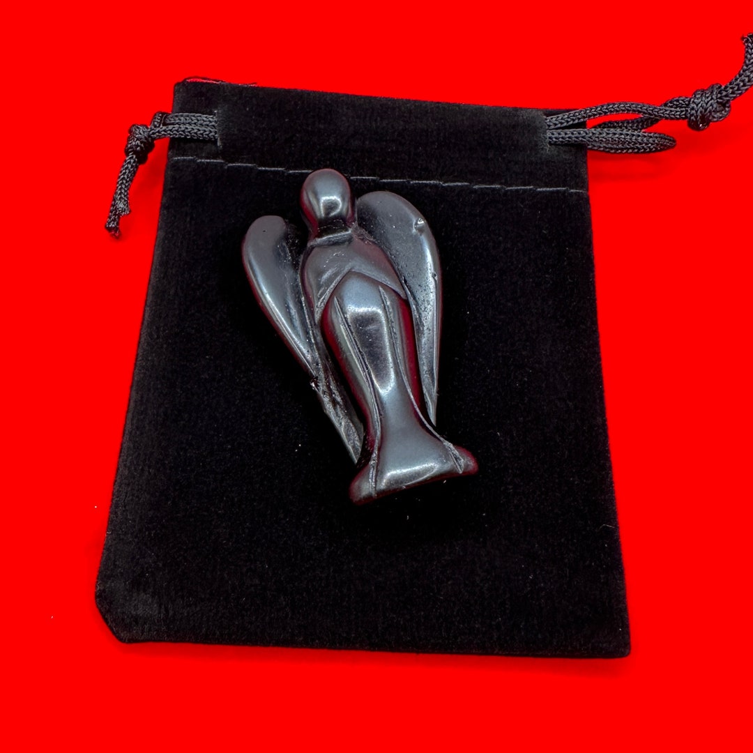 Jet Mineral Angel, Pocket Stone, Protection Stone, Guardian Angel, Jet ...