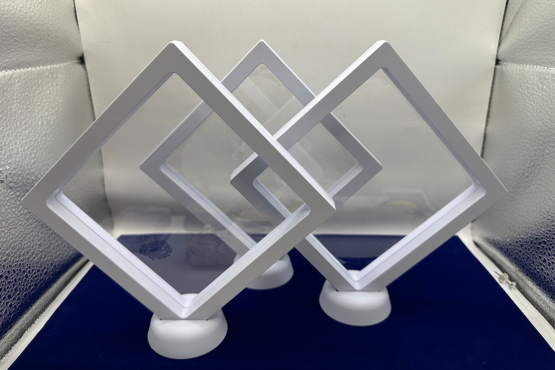 Lot of 3 White Extra Large Mineral 3D Display Case With Stand ...