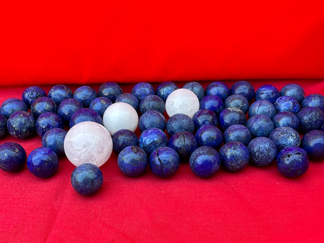 Lapis Lazuli Marble Collection, 56 Pieces, Lapis Lazuli, Polished Marbles, Game for Kids, Fun ...