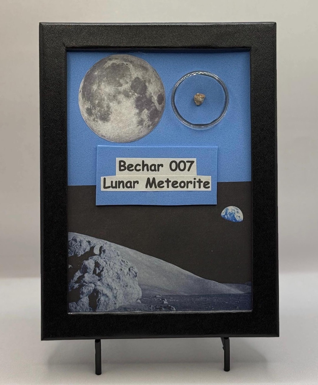Bechar 007 Lunar Meteorite Display, Handmade Display, Genuine Moon Rock ...