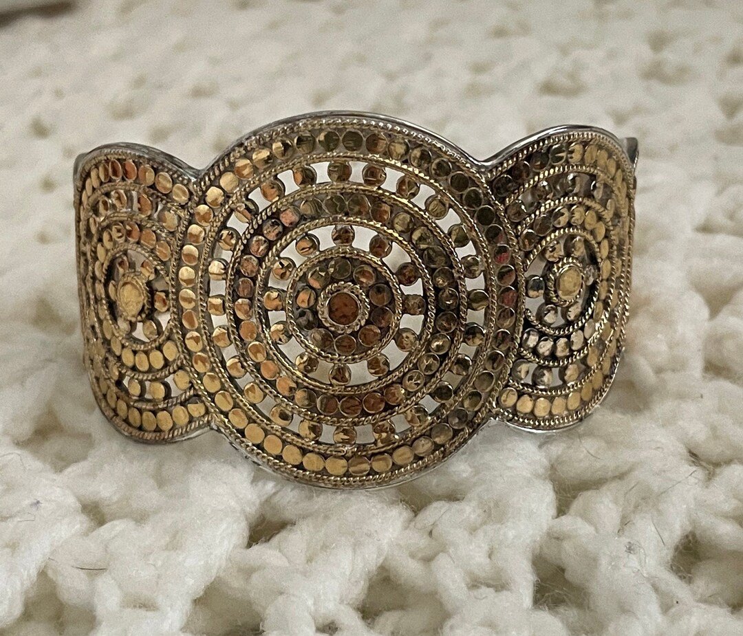 Anna Beck Sterling Silver Gold Plated Dot Circle Adjustable Cuff ...