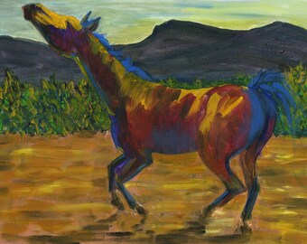 Items similar to Running Paint Mustang Horse Drawing Print 8 x 10 on Etsy
