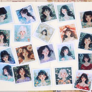 Cute Girl Floral Portrait Stickers | Beautiful Girls Portrait Themed ...