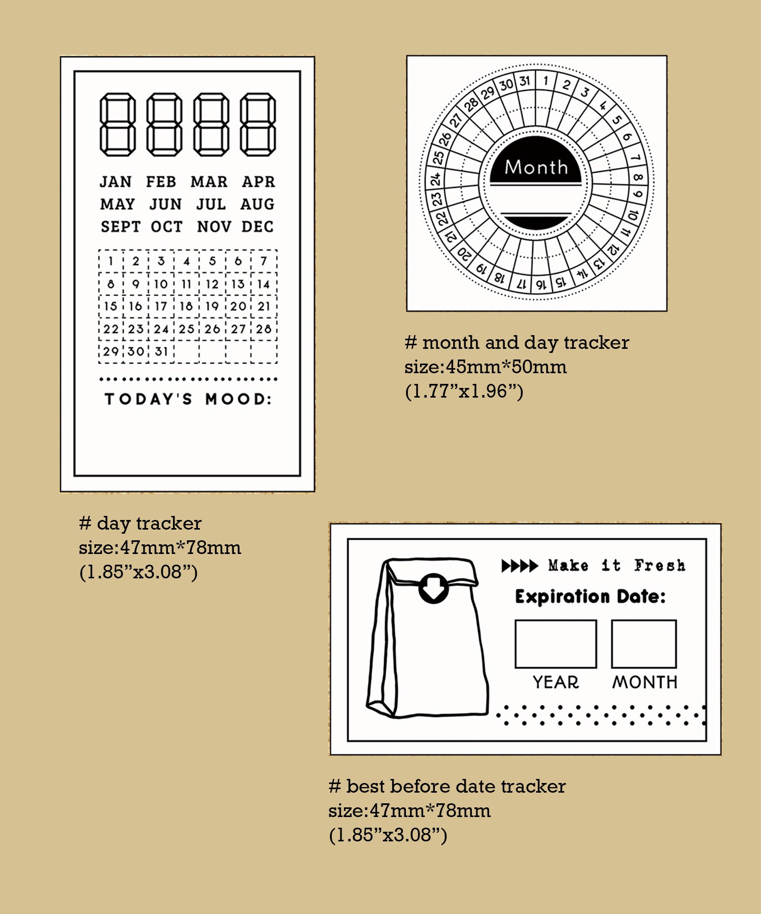 Wood Stamps Rubber Stamps Tracker Round Tracker Stamp - Etsy Australia