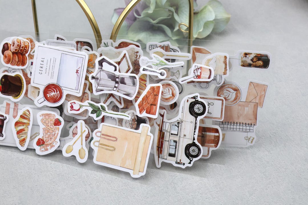 Cute Daily Coffee Themed Paper Sheet Sticker | Coffee Iced Coffee Sheet ...