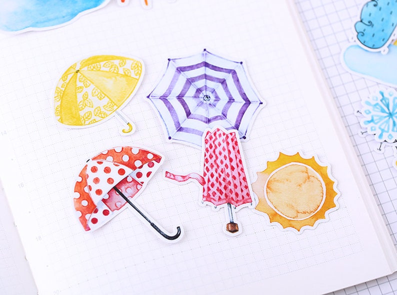 Weather Sticker Pack | Weather Wind Cloud Moon Sun Umbrella Nature ...