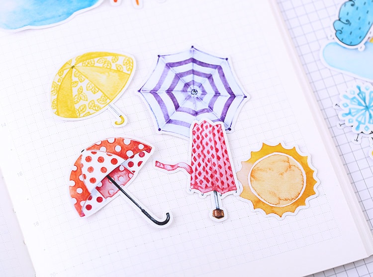 Weather Sticker Pack | Weather Wind Cloud Moon Sun Umbrella Nature ...