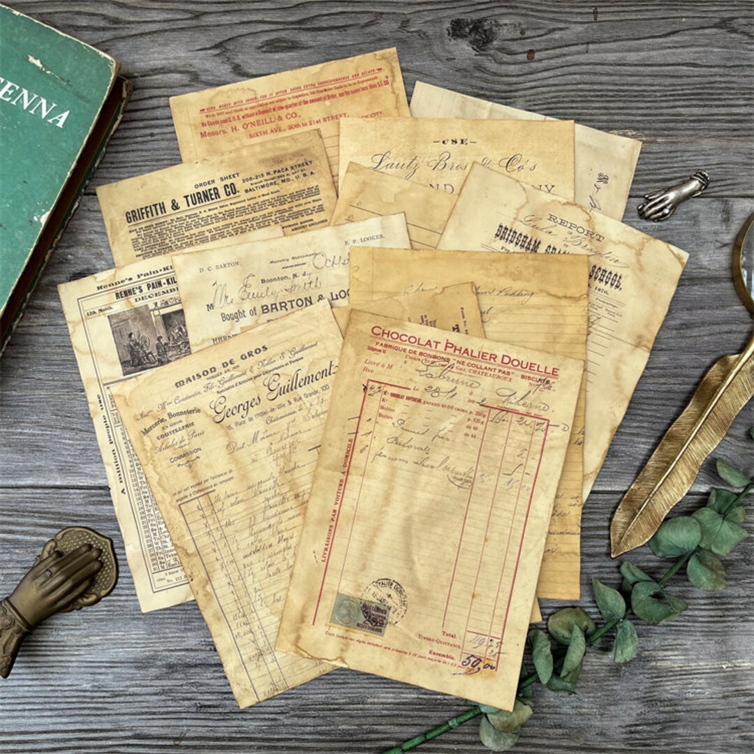 Handmade Coffee Stained Receipt Paper | Retro Invoice Business Coffee ...