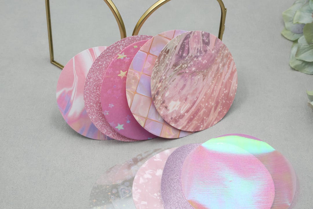 25pcs Round Circle Various Paper Texture Ephemera Thin Paper Crafts Art ...
