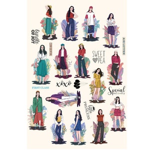 Fashion Girl Stickers | Modern Girls Streetwear Girl Watercolor Style ...
