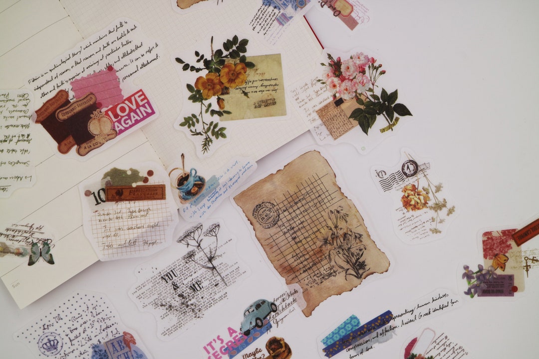 60pcs/pack Flower Letter Note Botanical Themed , Washi Paper Stickers ...