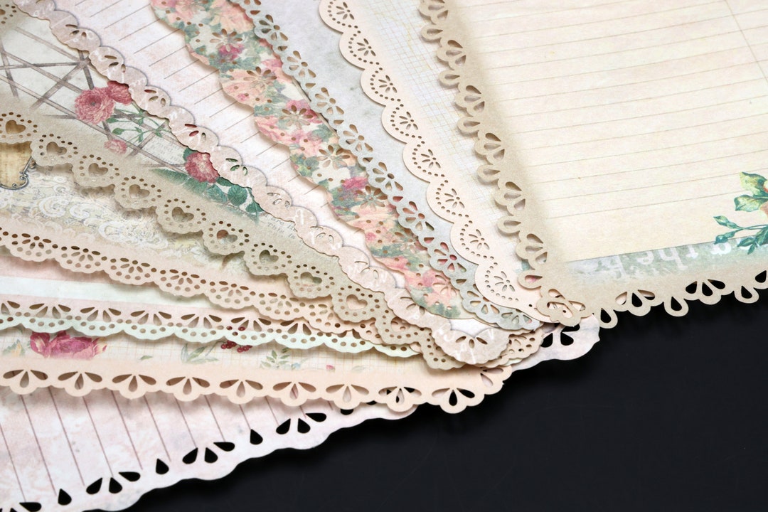 Flower Lace Border Paper Collage Paper | Printed Paper Flower Design ...