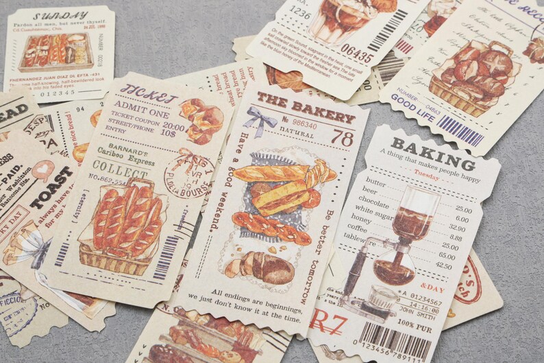 30pcs Collage Receipt Paper | Plant Flower Botanical Animal Bread ...