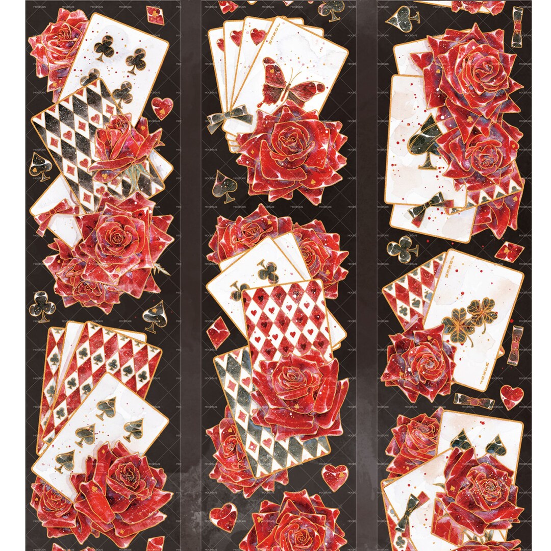Red Rose Poker Card Themed PET Tape ｜ Card Game Casino Flower Rose Deco ...