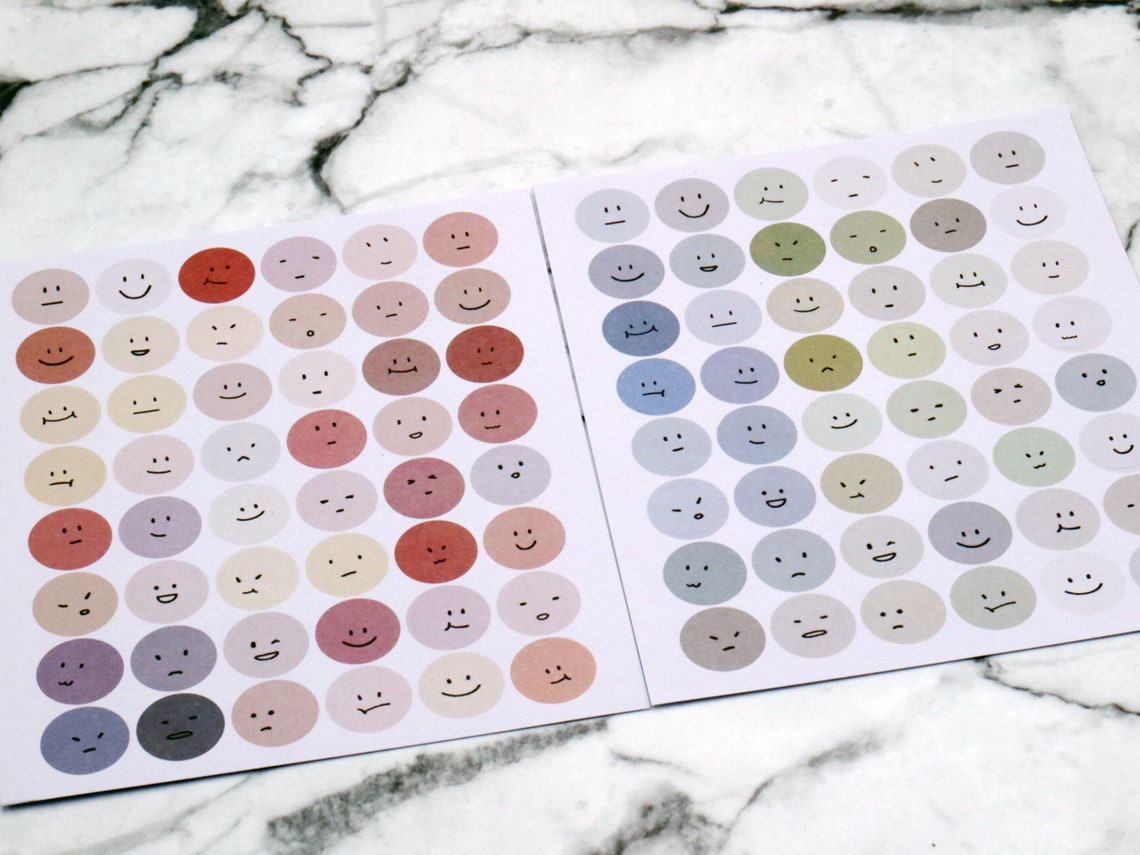 Cute Expression Stickers Face Mute Color Mood Tracker Emoji | Etsy