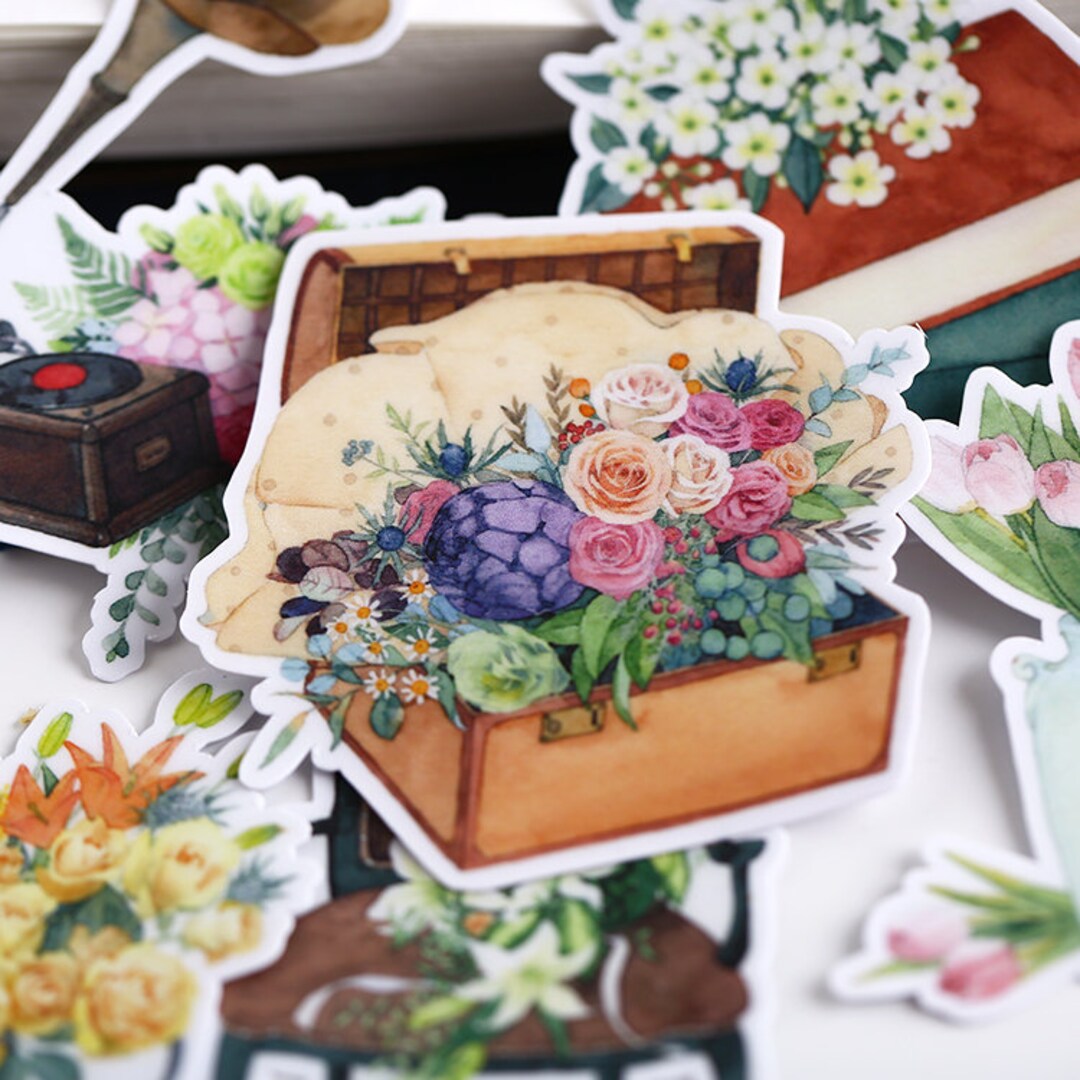 Vintage Flower Book Afternoon Tea Stickers Flower Letter Themed ...