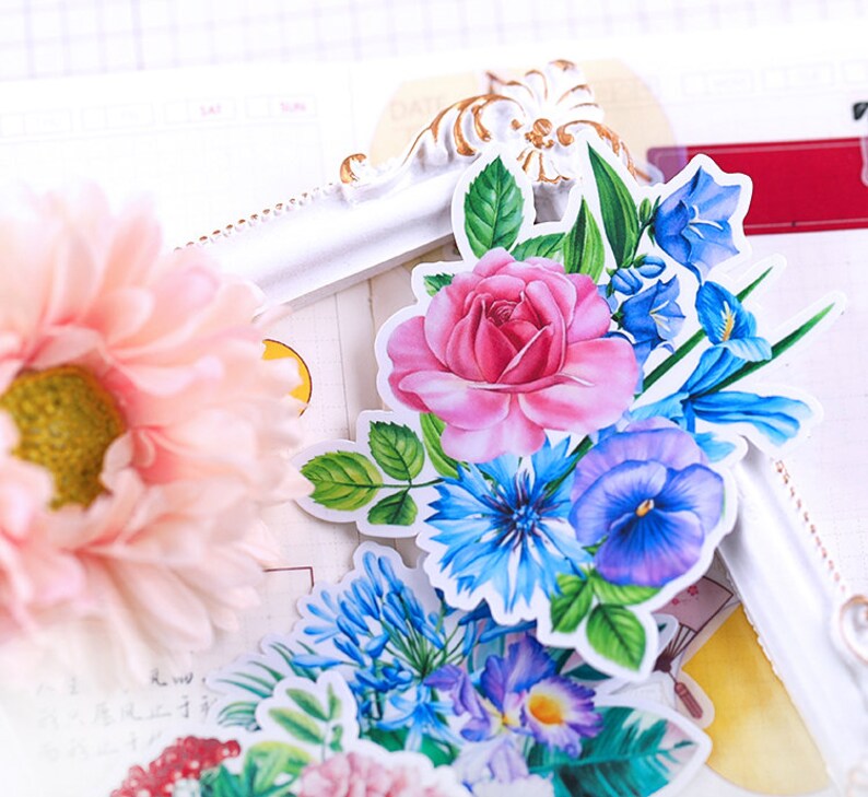 Flower Stickers | Flower Floral Plants Themed Decorative Stickers, Die ...