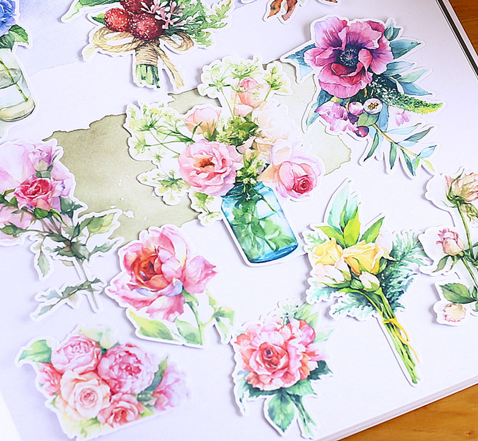 Flower Stickers | Floral Wreath Plants Themed Decorative Stickers, Die ...