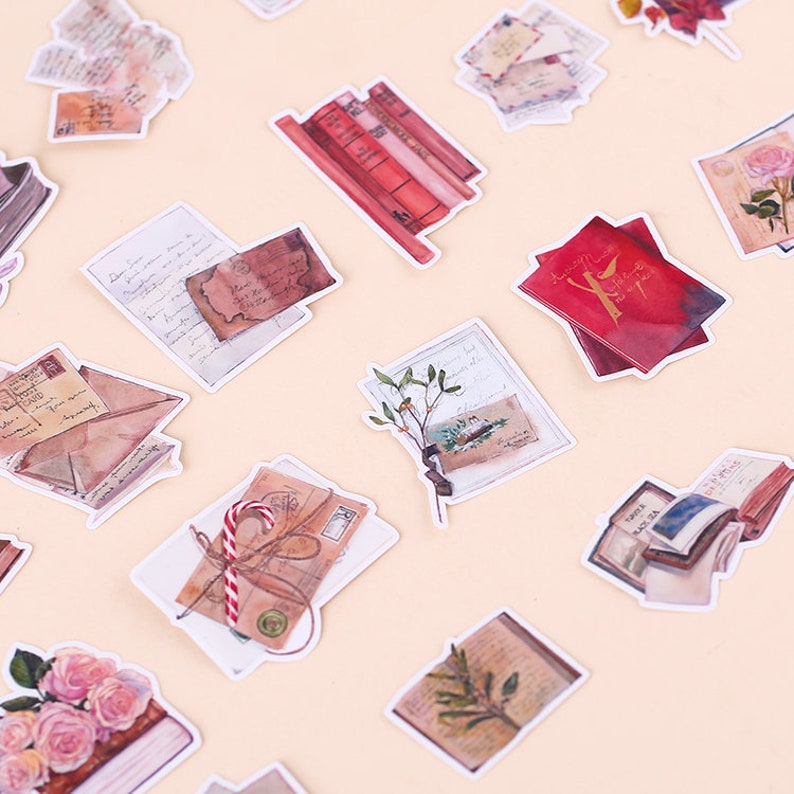 Vintage Letter Stickers Flower Letter Wreath Books Letter - Etsy