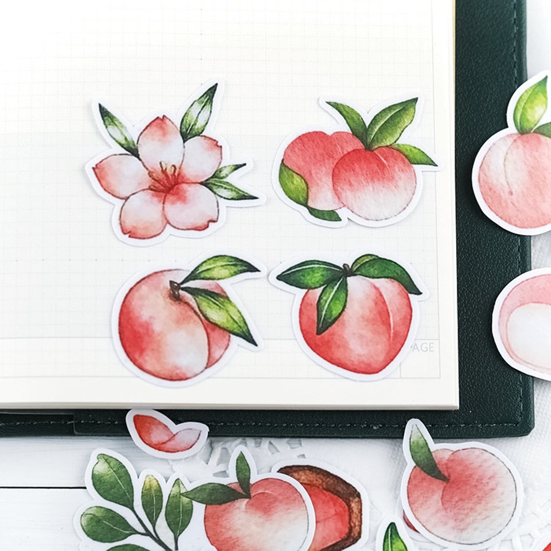 Peach Sticker | Fruit Pink Peaches Plant Sweet Juicy Summer Die Cut ...