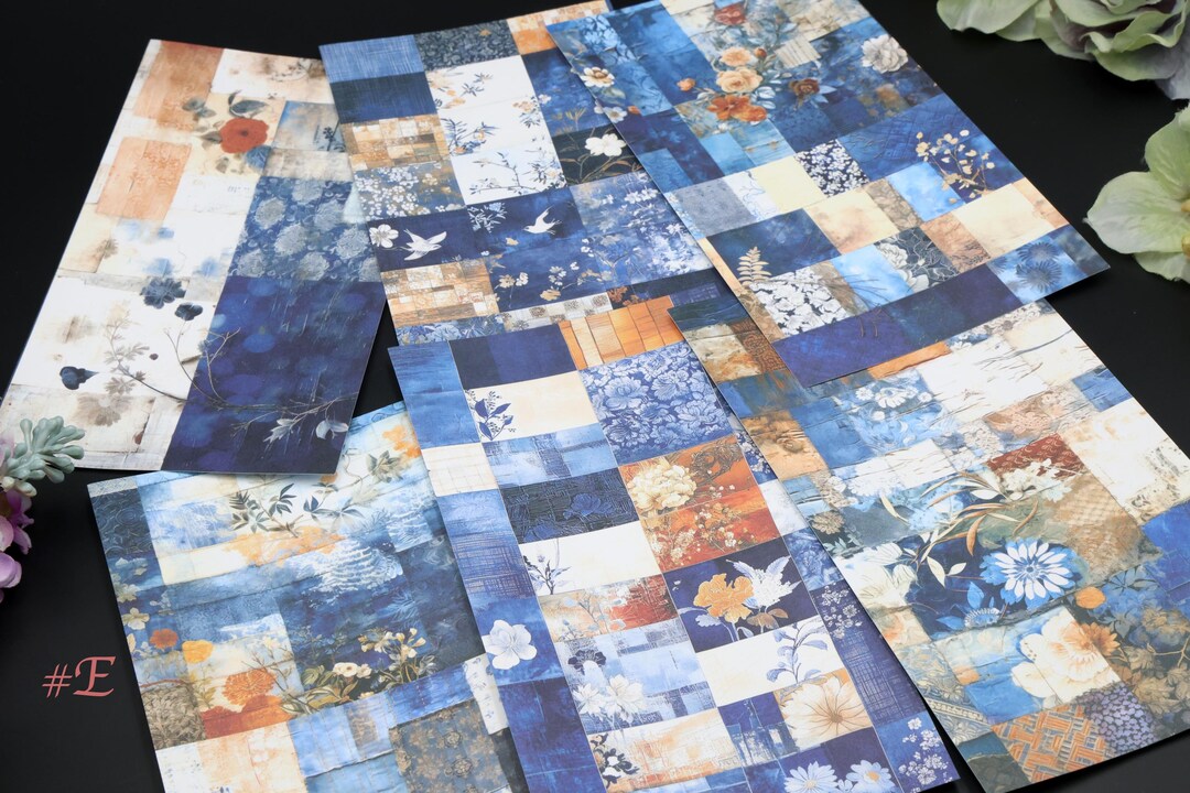 6 Sheets Fabric Collage Stickers, Quilting Fabric Sheets Fabric Stickers PASH CH-1 - Etsy