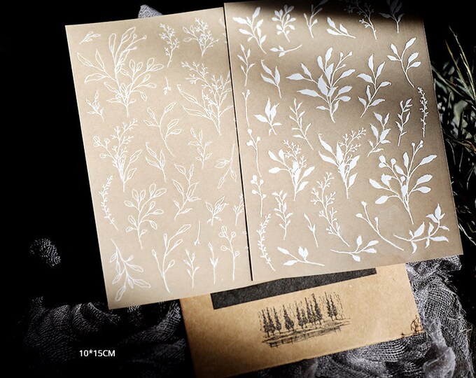 RUB-ON Stickers | 2 Sheets Leaf Leaves White Leaf Rub on Transfer ...